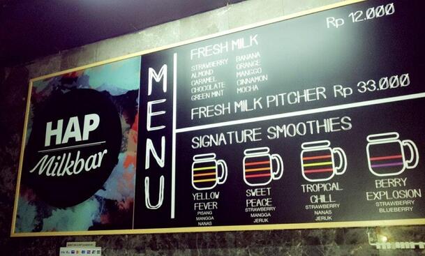 Menu at HAP Milkbar, Jakarta
