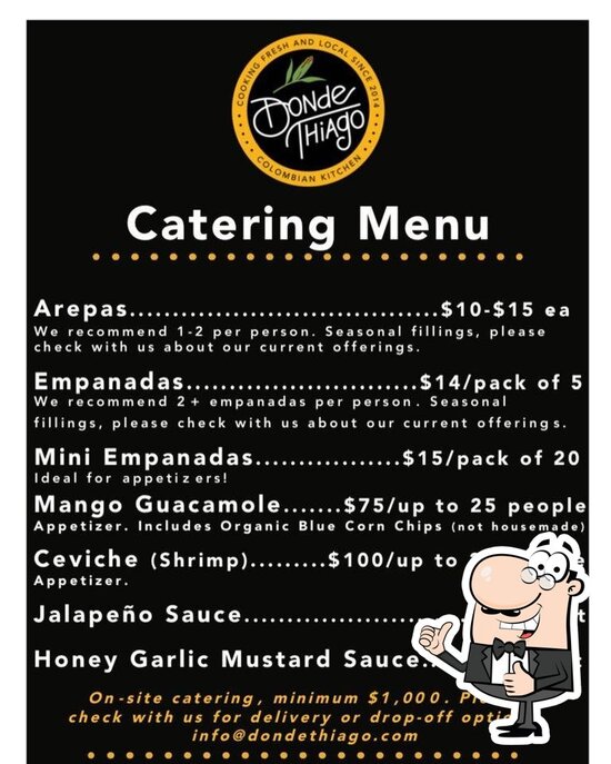 Menu at Donde Thiago restaurant, Marshfield