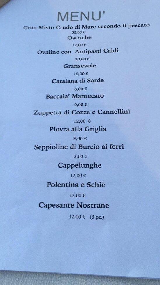 Speisekarte von Zafferano restaurant, Padua