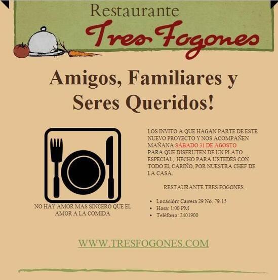 Tres Fogones, Bogotá - Menú del restaurante, precios y reseñas
