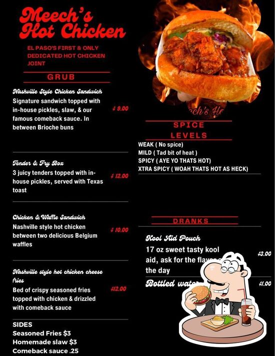 Menu at Meechs Hot Chicken, El Paso