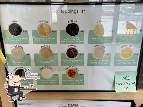 Menu at Boba Club, Edmonton