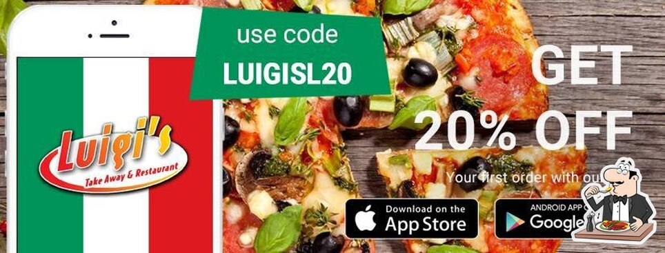 Menu at Luigis fast food, Longford