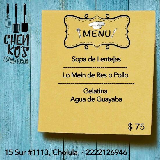 Menu at Chenko's Restaurante, San Andres Cholula