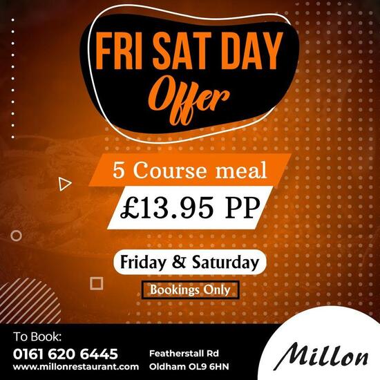 Menu at Grand Millon restaurant, Oldham