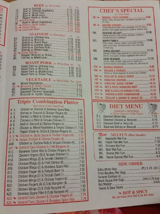 Menu at Manna restaurant, Springfield