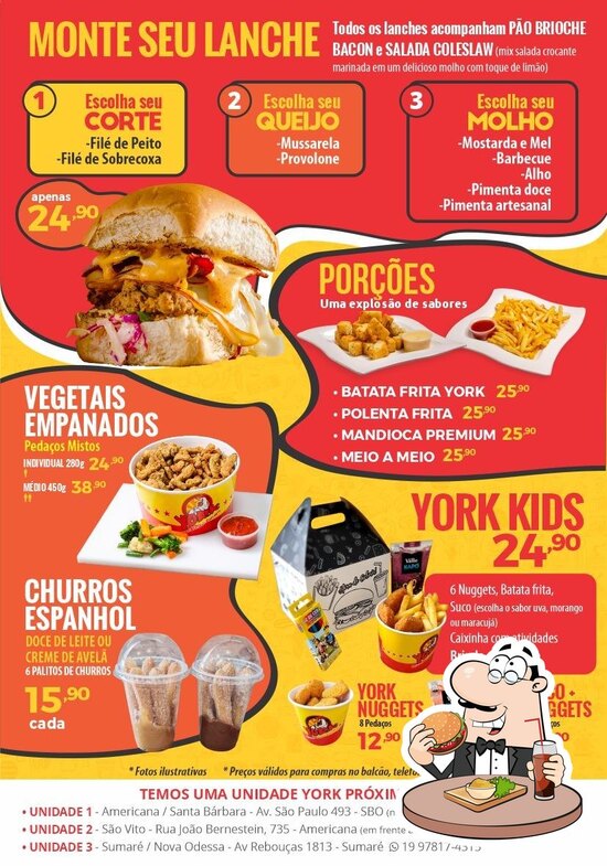 York Original Frango Crocante Paulínia restaurante, Paulinia - Menu do ...