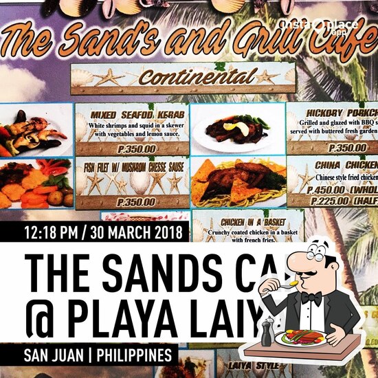Menu at The Sands Cafe @ Playa Laiya, San Juan