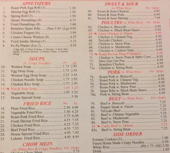 Menu at Jin Jin Chinese Restaurant, Crestview