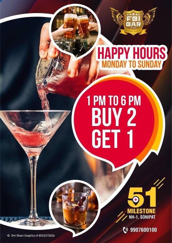 Menu at FBI BAR, Sonipat
