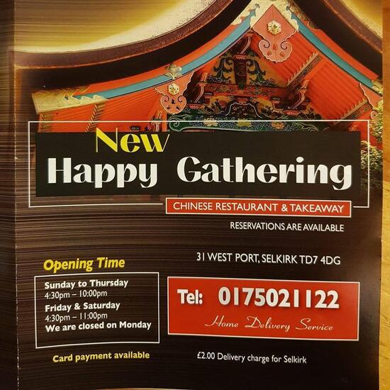 Menu at Happy Gathering restaurant, Selkirk
