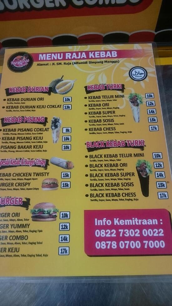 Menu at Raja Kebab & Burger, Kartini