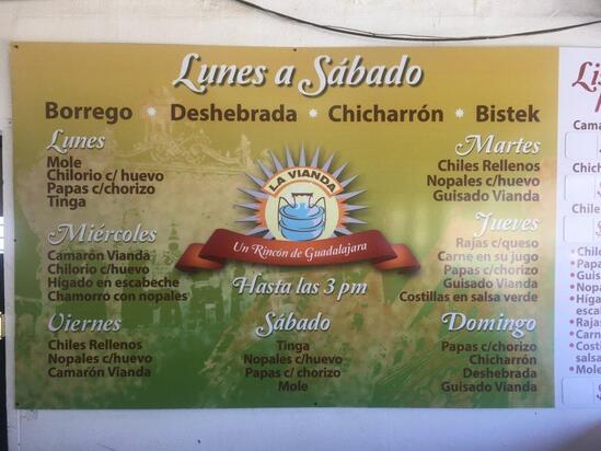 Menu at Tacos La Joya restaurant, Ensenada