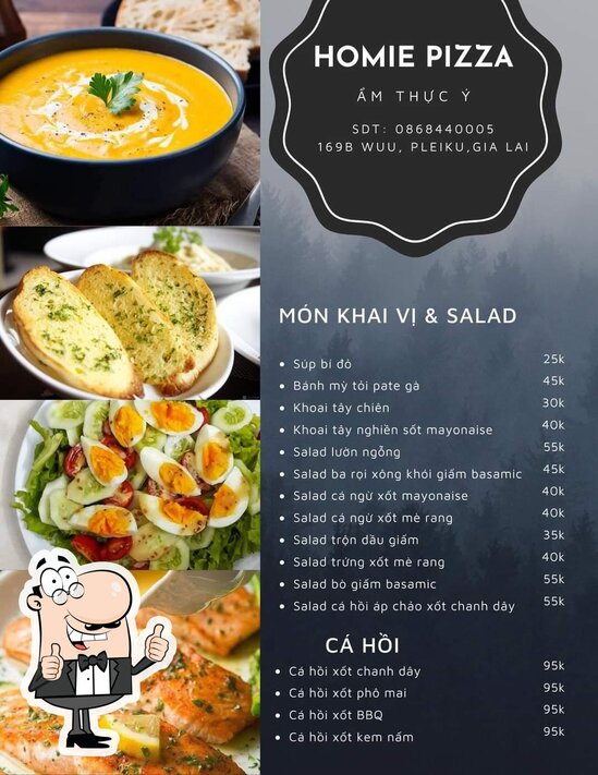 Menu at Homie Pizza restaurant, Pleiku