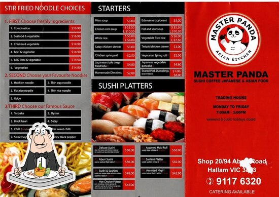 Menu at Master Panda Sushi restaurant, Hallam