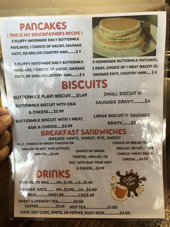 Menu at MJ's Grill restaurant, Elberta