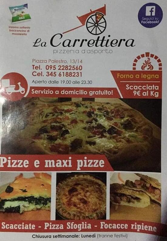 Menu at Pizzeria La Carrettiera, Catania
