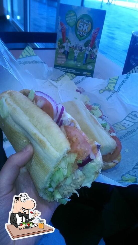 Menu at Subway fast food, Blackpool, Unit 1A