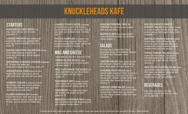 Menu at Knucklehead's Kafe BBQ, Grand Rapids