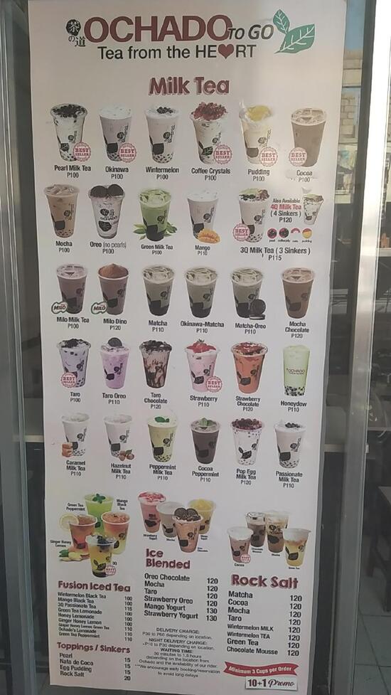 Menu at Ochado Milk Tea (San Pablo) pub & bar, San Pablo City, 389F+JCP