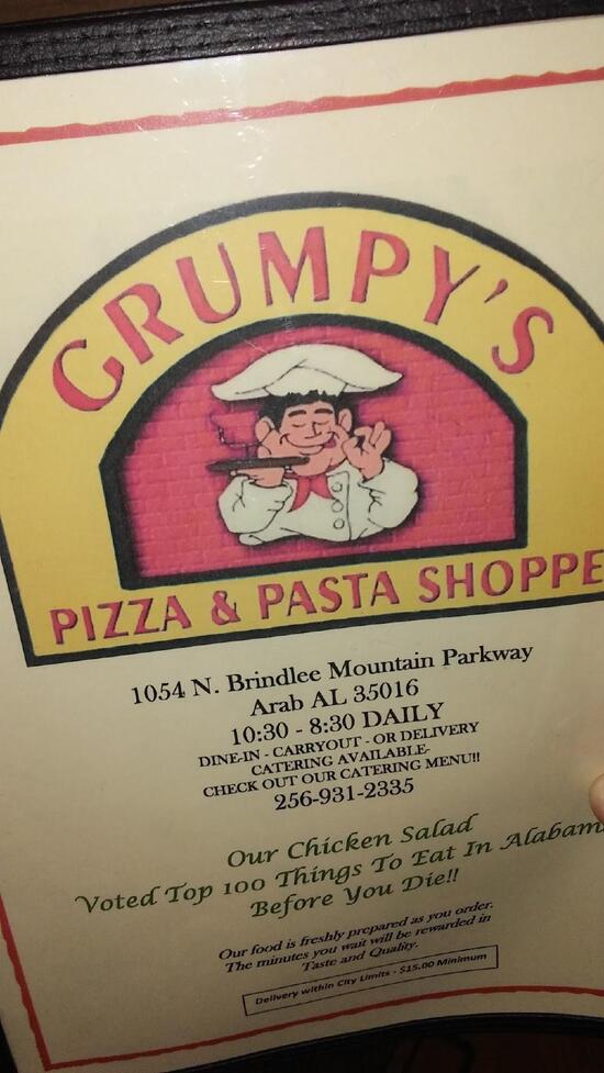 Grumpy's Pizza in Arab - Restaurant menu and reviews