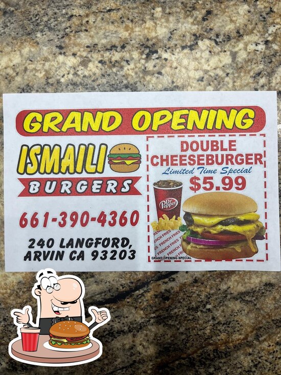 Menu at ISMAILI BURGERS restaurant, Arvin