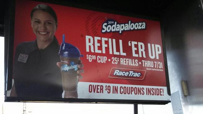 Menu at RaceTrac, Lafayette, N.E. Evangeline Thruway