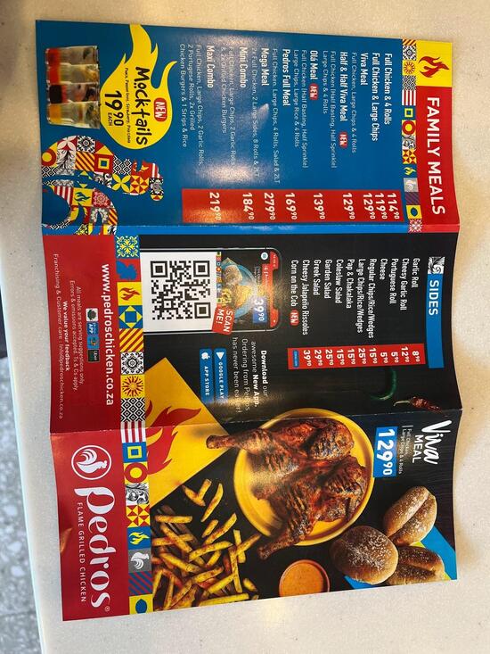 Menu at Pedros Hillcrest restaurant, Hillcrest