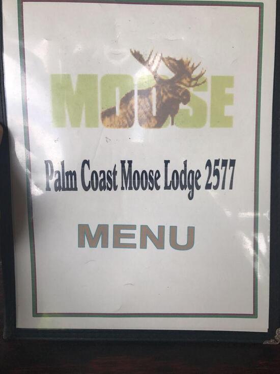 Menu at Moose Club, Bunnell