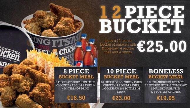 Menu at Southern Fried Chicken restaurant, Ghajnsielem