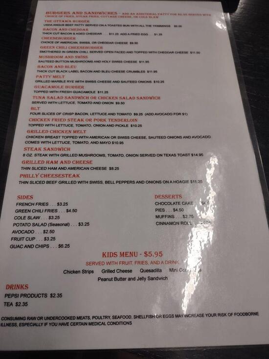 Menu at Roasted Cafe, Ottawa