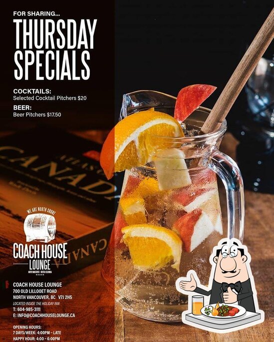 Menu at Coach House Lounge pub & bar, North Vancouver