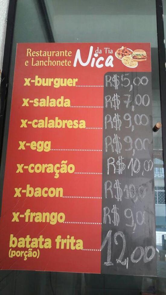 Restaurante da Tia Nica, Balneário Camboriú - Menu do restaurante ...