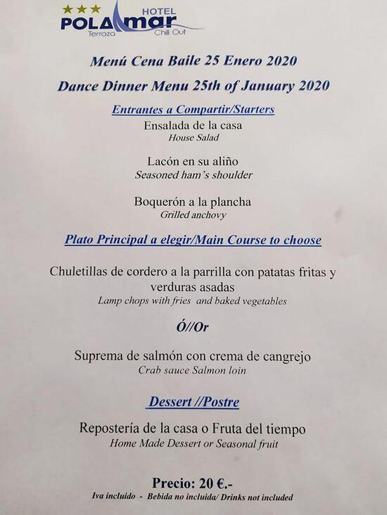 Menu at Hotel Restaurante Polamar Ricardo Santa Pola, Santa Pola