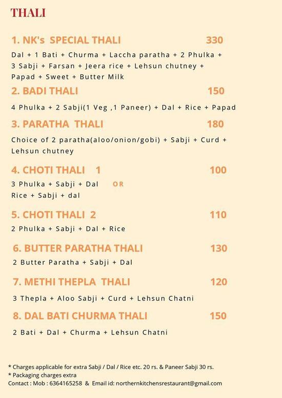 Menu at Northern Kitchen's : Btm Layout, Bengaluru