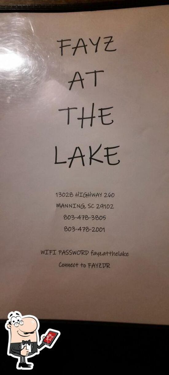 Menu at Fayz At The Lake restaurant, USA