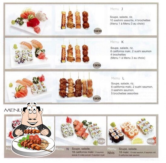 Menu au Restaurant New Tokyo., Saint-Ouen