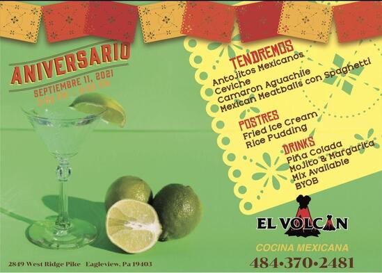 Menu at El Volcan restaurant, Eagleville
