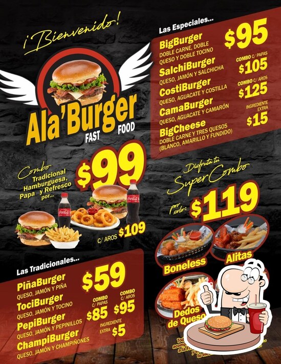 Carta de Ala Burguer Fast Food, Torreón