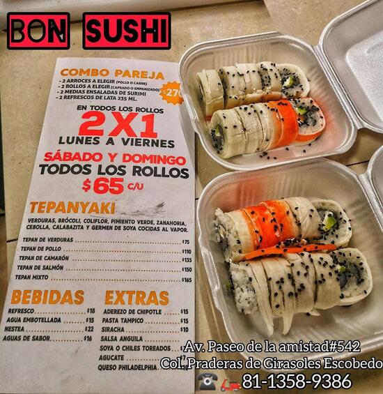Menu at BON SUSHI restaurant, General Escobedo, P.º de la Amistad 542 b