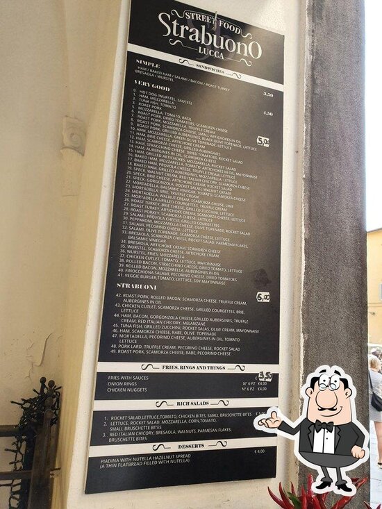 Menu at Strabuono fast food, Lucca