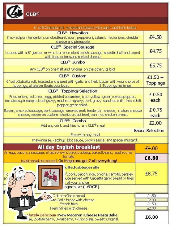Menu at Pit Stop cafe, Lymington