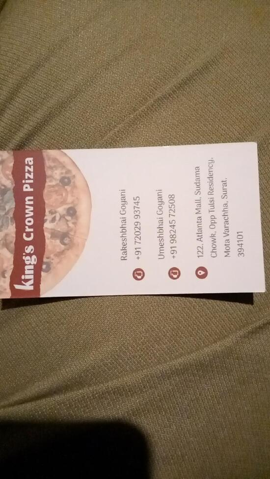 Menu at King's Crown Pizza, Surat