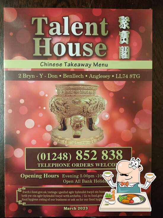 Menu at Talent House fast food, Benllech