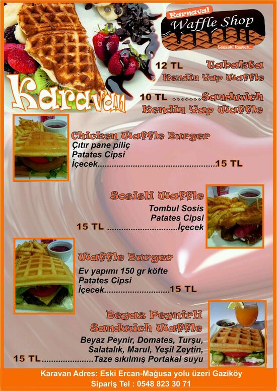 Menu at Karnaval Waffle Shop Karavan, Cyprus