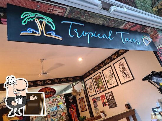 Menu at Tropical Tacos restaurant, Playa del Carmen