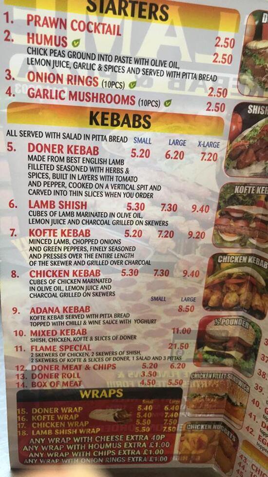 Menu at FLAME KEBAB AND PIZZA fast food, West Byfleet