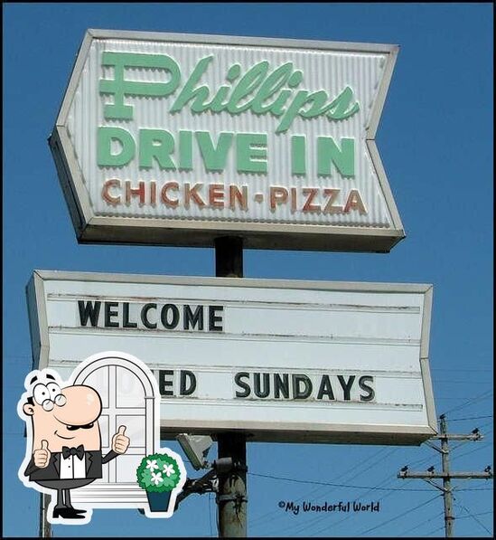 Menu at Phillips Drive In pizzeria, Oneida, Alberta St
