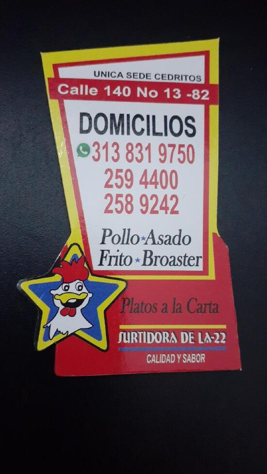 Carta del restaurante Servi Aves 22, Bogotá