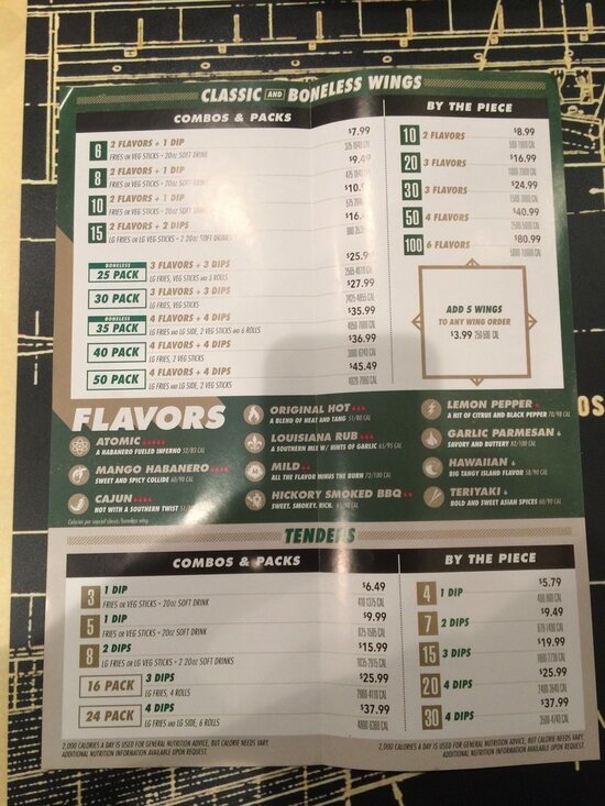 Menu at Wingstop restaurant, Cedar Rapids